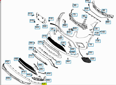 NEW MB GLC C253 FRONT RIGHT BUMPER LOWER MOULDING A2538855400 253-885 ...