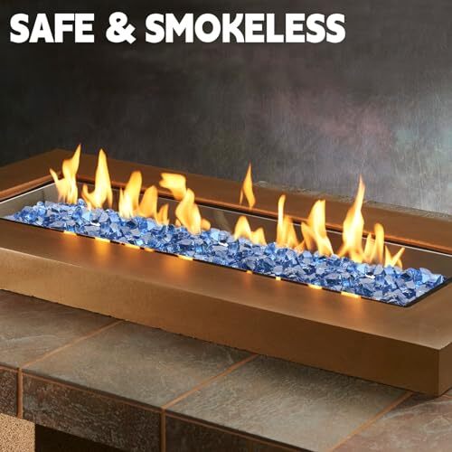 Blue Fire Pit Glass 10 Pounds High Luster Reflective Tempered Glass ...