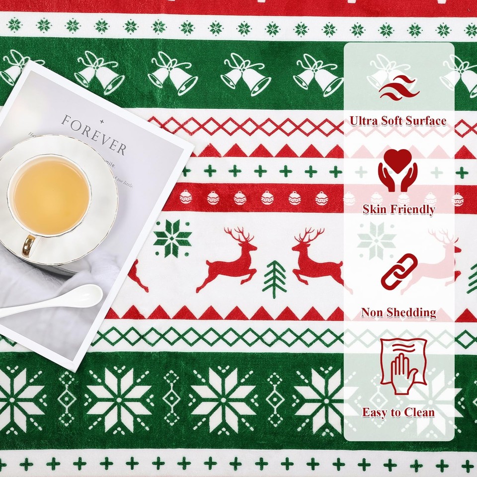 Christmas Washable Round Area Rug 6 ft Colorful Christmas Tree Deer ...