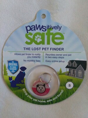 Pawsitively Safe Small PINK Lost Pet Finder Tag Dog/Cats Secure Mobile ...