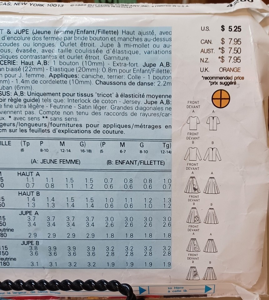 4286 Butterick SEWING Pattern CUT Girls top and circle 50s poodle skirt ...