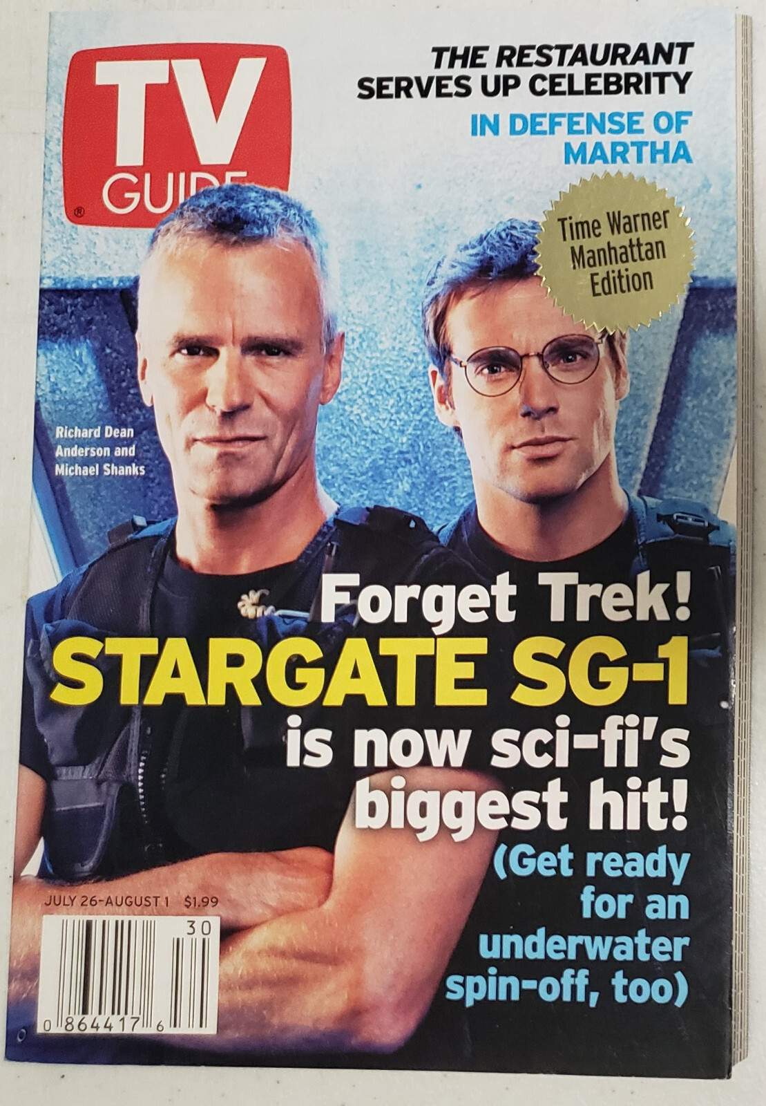 Stargate SG-1 TV Guide Richard Dean Anderson Michael Shanks Cover July ...