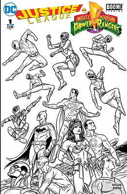 JUSTICE LEAGUE POWER RANGERS 1 FRIED PIE VARIANT NM SKETCH B&W MIKE ...