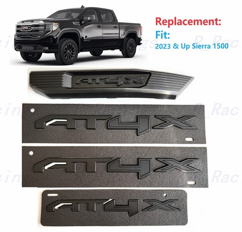 4PCS Matte Black Doors Front Rear AT4X Emblems GMC 2022+ Sierra 1500 | eBay