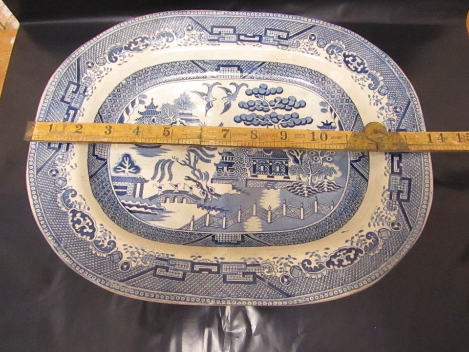 VINTAGE LARGE WILLOW PATTERN MEAT PLATTER SERVING PLATE | eBay