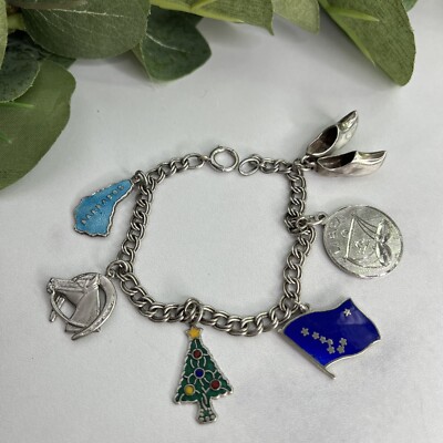 Vintage BA Ballou BAB Sterling Silver Charm Bracelet 6 Charms Libra ...
