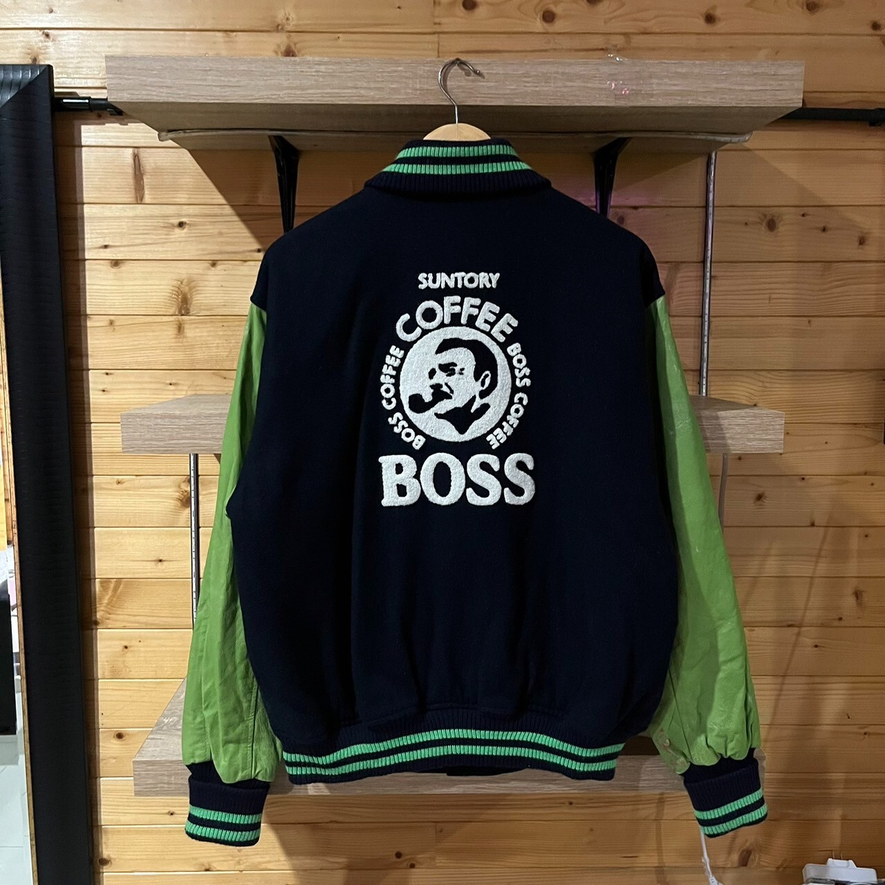 ‼️RARE‼️ Vintage SUNTORY BOSS COFFEE Leather Varsity … - Gem