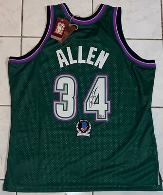 Ray Allen Autographed Milwaukee Bucks M&N Replica Basketball Jersey ...