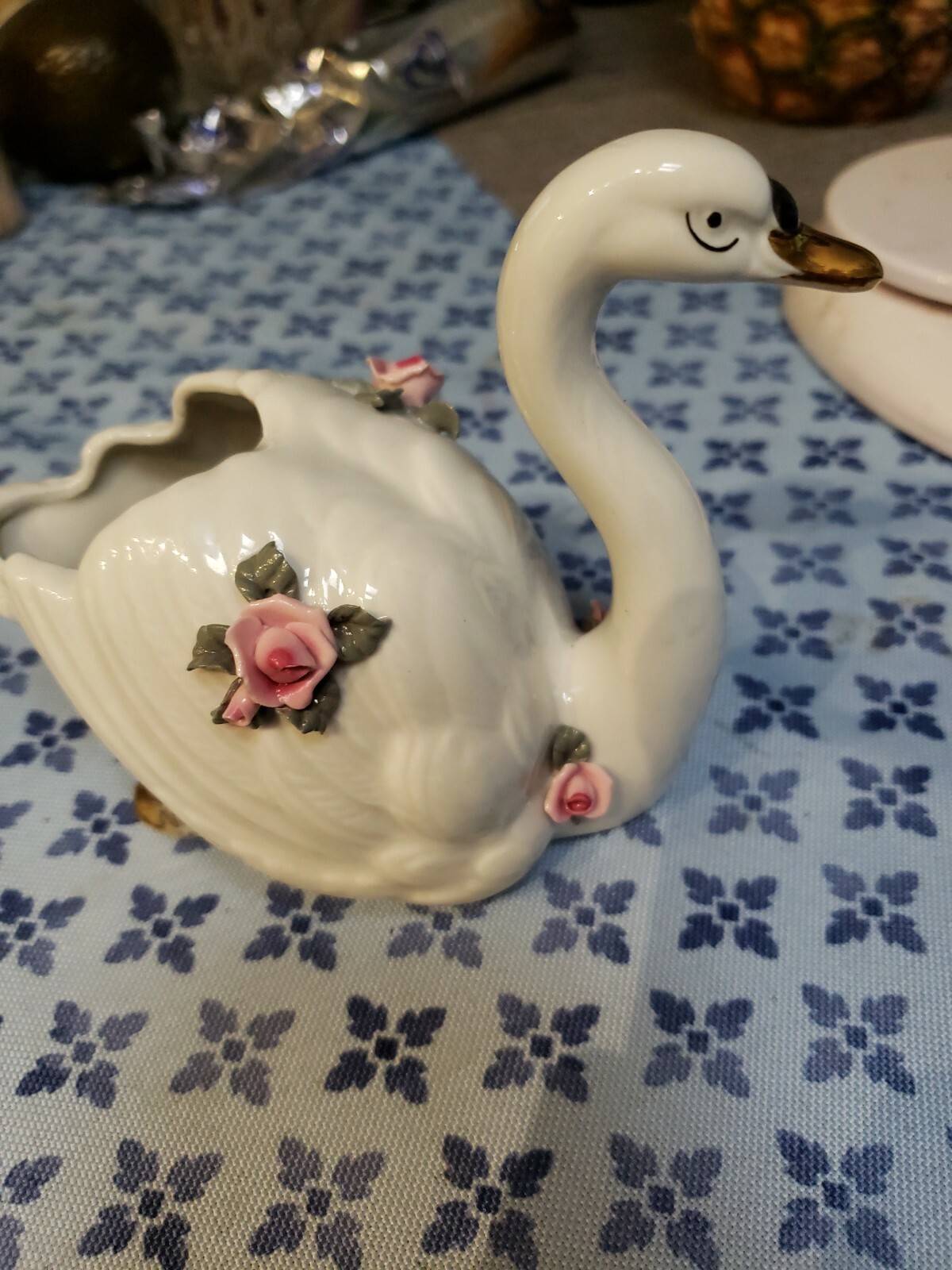 Decor Dresden Swan Duck Figurine Vase. | eBay