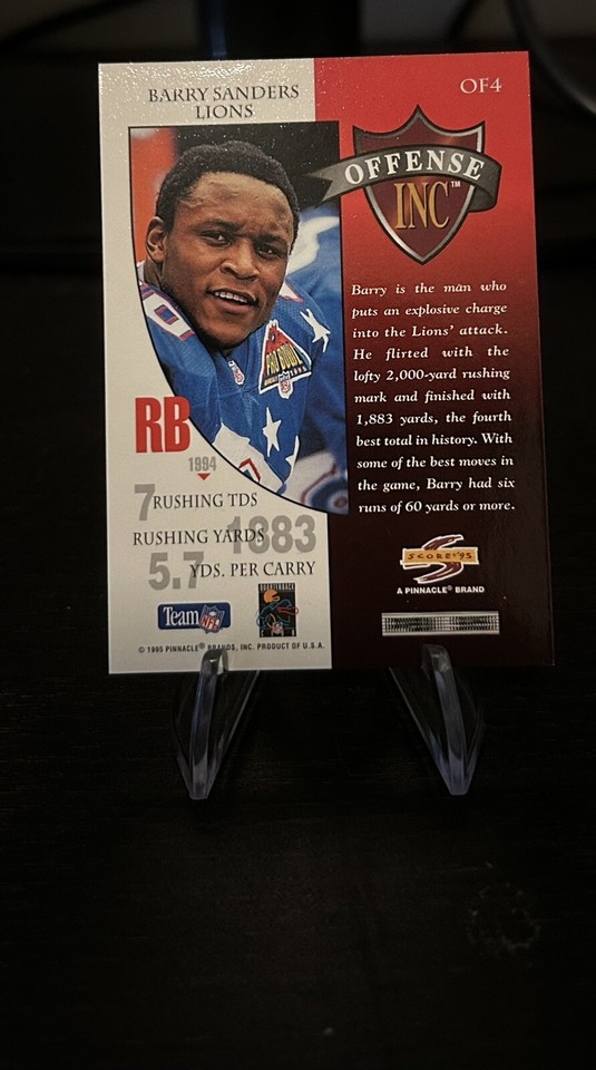 BARRY SANDERS Football Card | 1995 Pinnacle OFFENSE INC #OF4 LIONS ...
