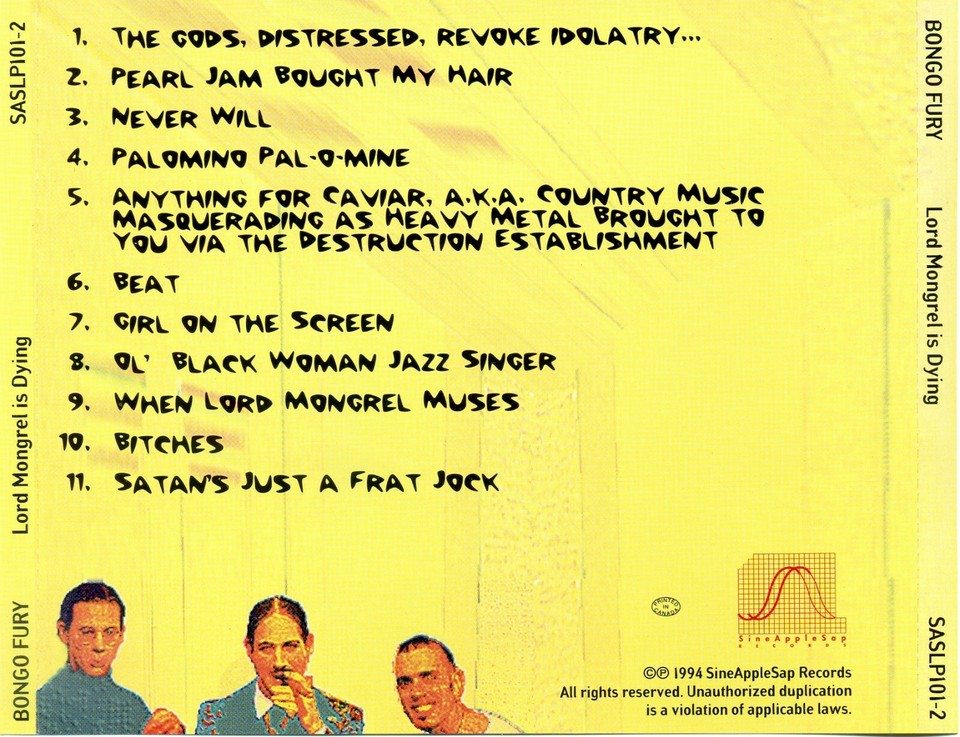 Bongo Fury - Lord Mongrel Is Dying CD - 1994 - 11 tracks | eBay