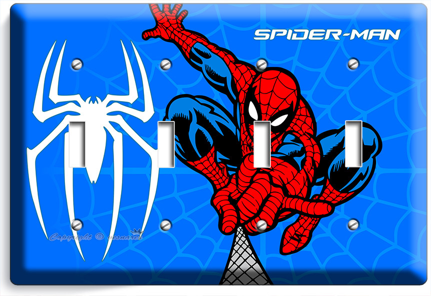 AMAZING SPIDERMAN LIGHT SWITCH OUTLET WALL PLATE BOYS COMICS GAME ROOM ...