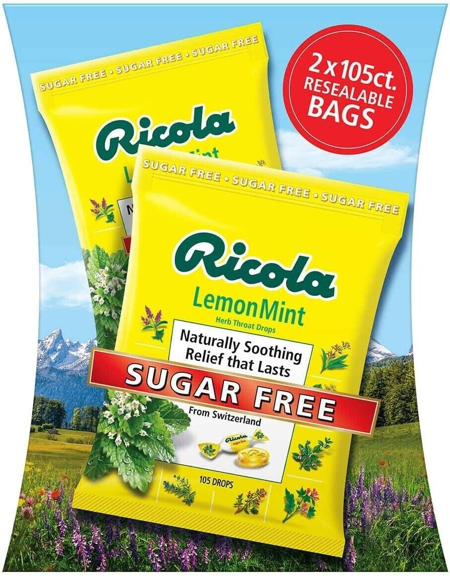 Ricola Sugar Free Lemon Mint Wrapped Drops 2x105 Bags 36602311022| eBay