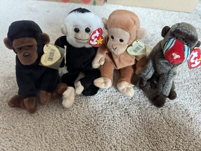 Lot Of 4 TY Beanie Baby Monkeys *NWT* Rare | eBay