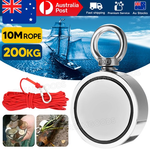 200Kg Salvage Strong Recovery Magnet Neodymium Hook Treasure Hunting ...