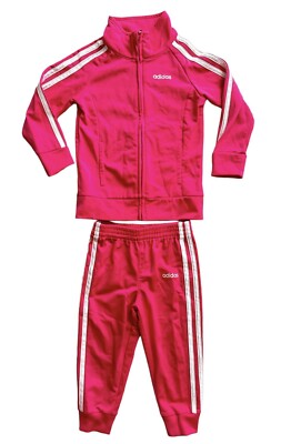 Adidas Hot Pink Track Suit Jacket & Pants For Girls Toddler - Size 2T ...