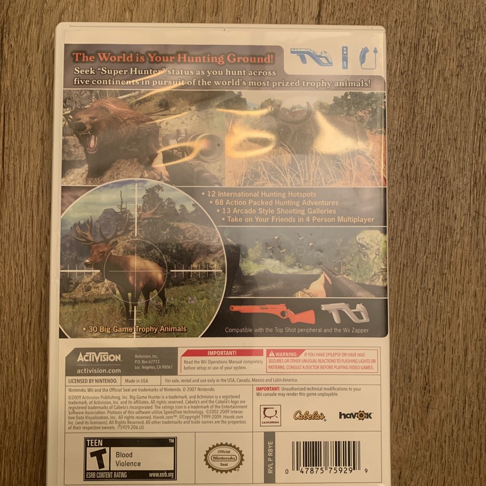 Cabela's Big Game Hunter 2010 (Nintendo Wii, 2009) complete w/ Orange ...