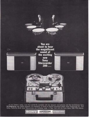 1963 Sony Superscope Reel-to-Reel Tape Recorder Print-Ad-Great Art | eBay