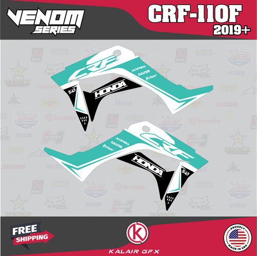 Graphics Kit for HONDA CRF110F CRF110 (2019-2024) Venom- Teal | eBay