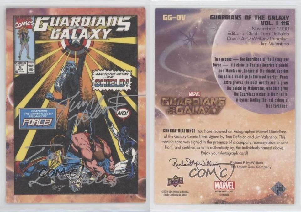 2014 Marvel Guardians of the Galaxy Jim Valentino Tom DeFalco #GG-DV ...