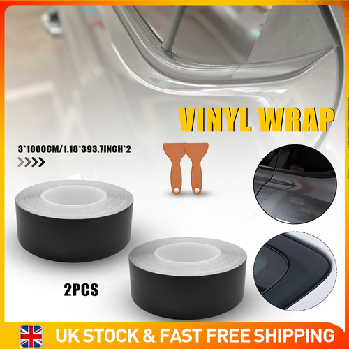 Matte Black 10M*3CM Car De-Chroming Vinyl Wrap+Spreader 394*1IN 2PCS ...