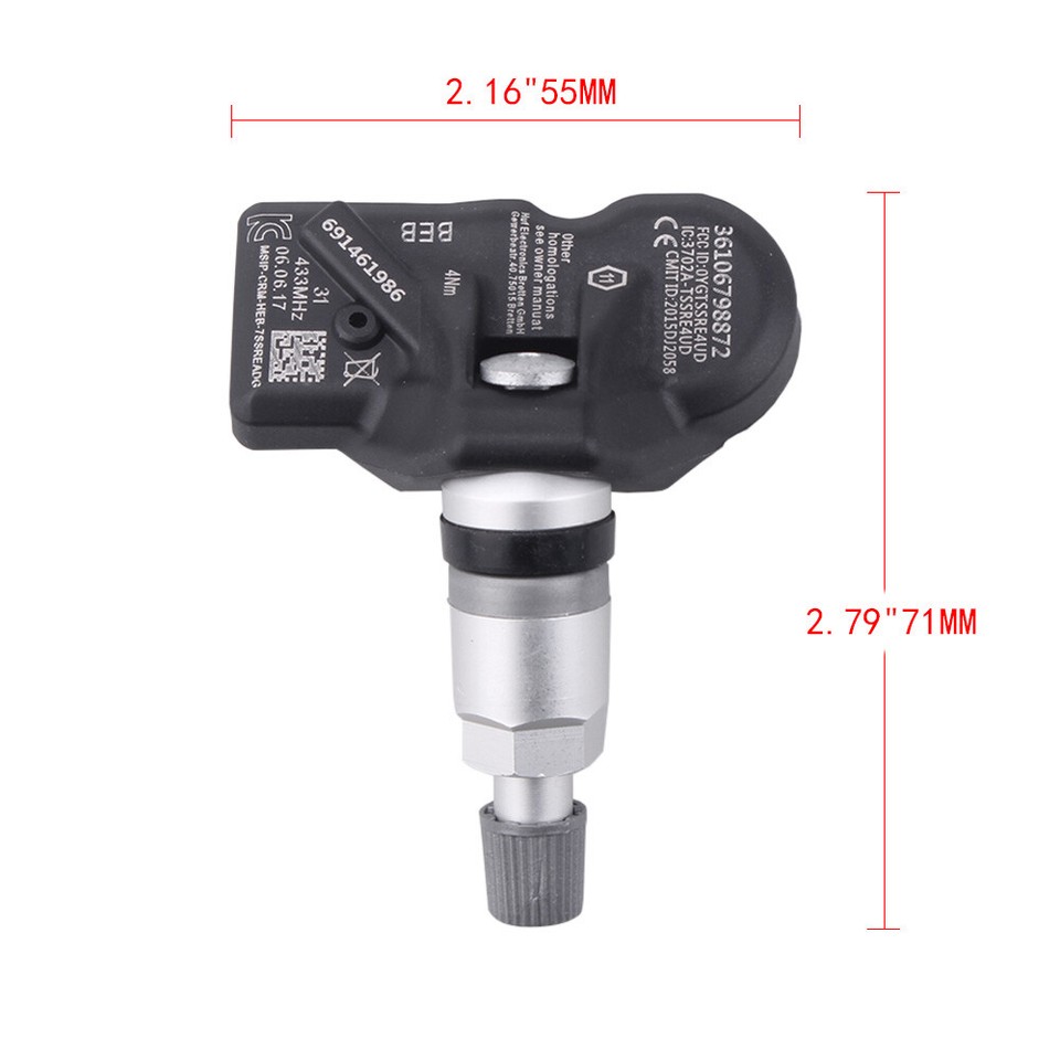 4PCS TPMS 433MHz Tire Pressure Monitoring Sensor For BMW 36106798872 ...