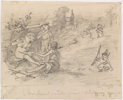 Robert Scheffer (1859-1934) "Playing Children", Drawing, Late 19th ...