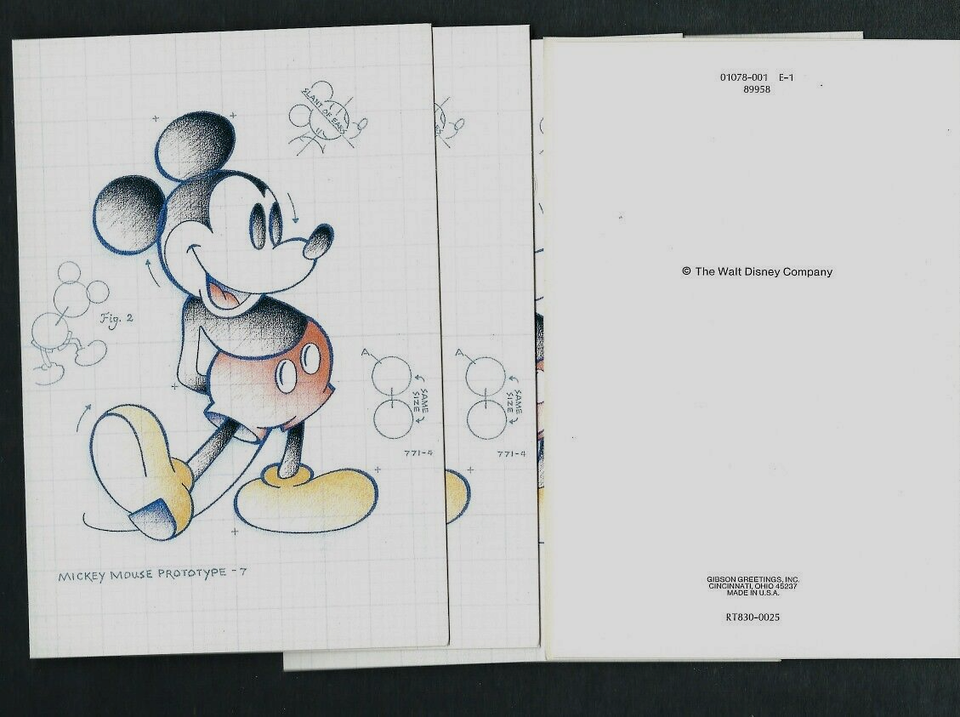 Vintage Walt Disney Gibson Greeting Card Mickey Mouse Prototype USA New ...