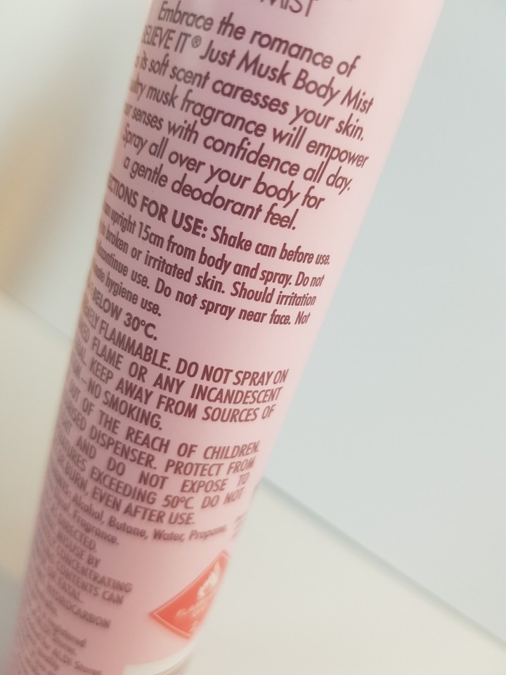 believe it Just Musk Body Mist Spray Deodorant Confidence Empower ...