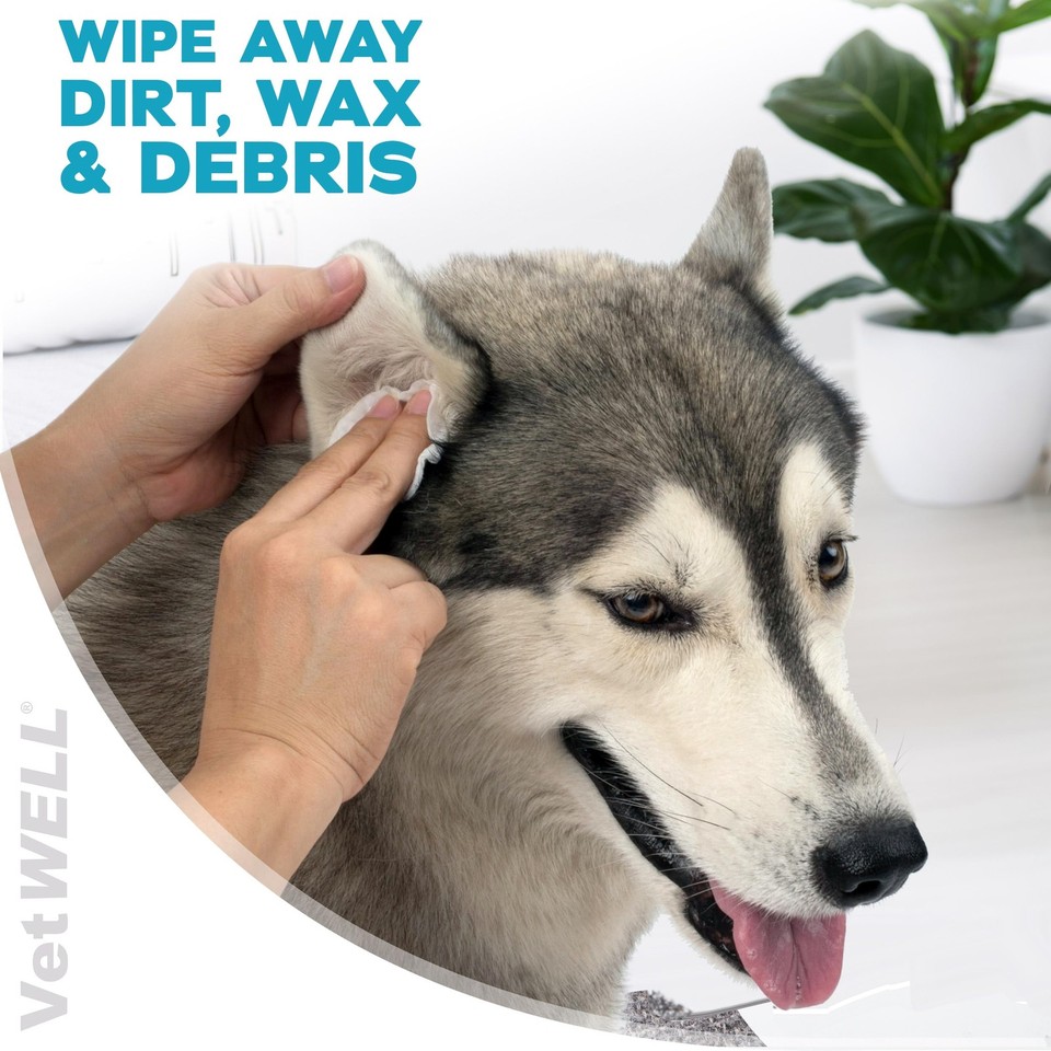 EarWELL by VetWELL Dog Ear Wipes - Otic Cleaning for Infections White ...