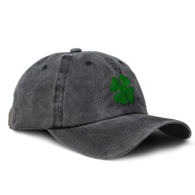 Washed Cotton Baseball Cap 4 Leaf Clover Cotton Dad Hats for Men ...