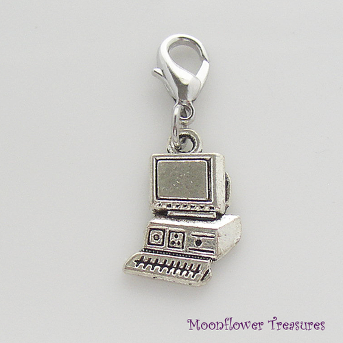 Silver Tone Desktop PC Charm fit Clip on Charm Bracelet | eBay