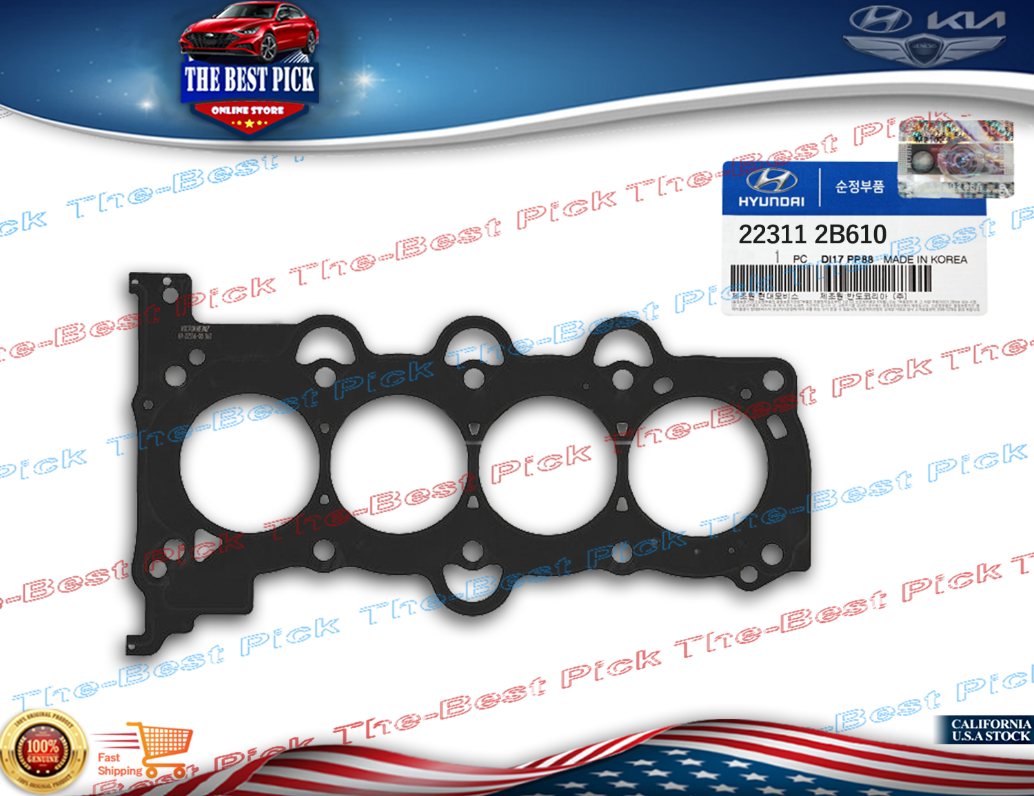 ⭐GENUINE⭐ TURBO 1.6L Engine Cylinder Head Gasket Hyundai Kia 2017-23 ...