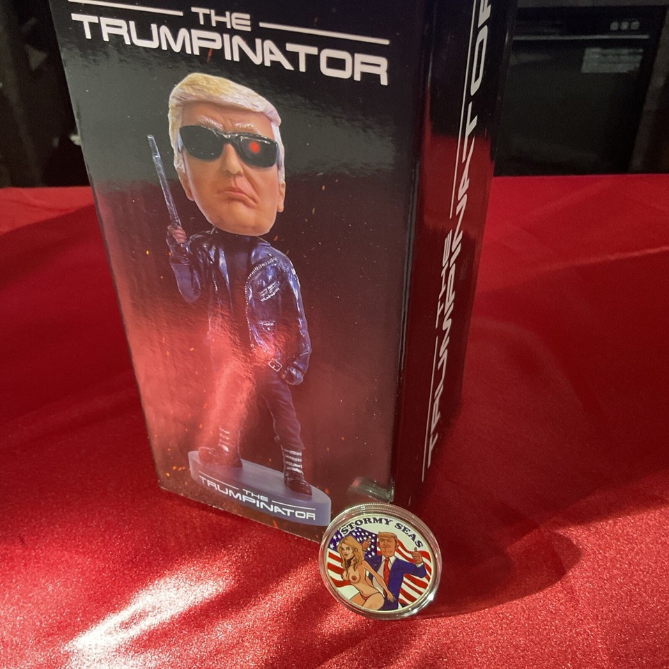 2024 Stormy Seas/Trump 1oz Silver Coin and Trumpinator Bobblehead ...