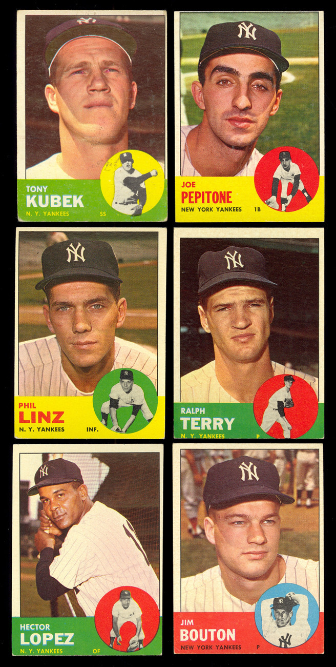 LOT of (19) 1963 Topps Vintage Baseball Cards (ALL Yankees) Tresh SP ...