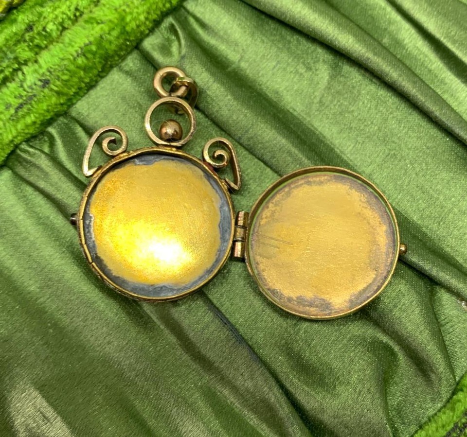 Tiger's Eye Locket Man In The Moon Sun Apollo Victorian Rare Hand ...