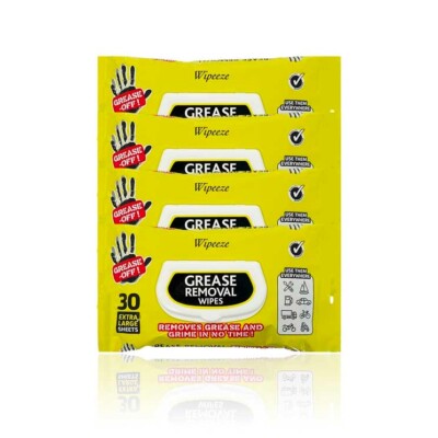 4x Grease Remover Grease-Off Wipes Removes Grease Cleaner Grime FREE ...