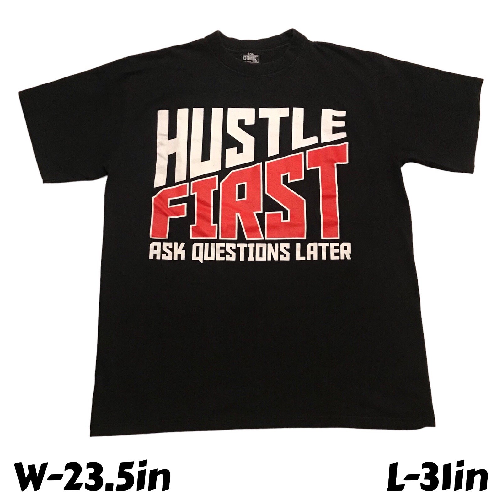 Vintage Y2K Hustle First Ask Questions Later Graphic … - Gem