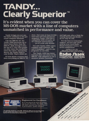 1985 Tandy 2000: Clearly Superior MSDOS Market Vintage Print Ad | eBay