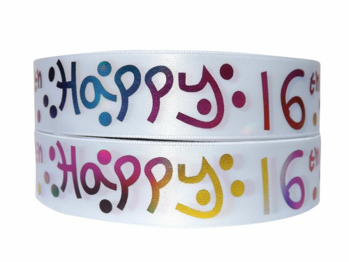 Happy Birthday Cake Ribbon for 16th 18th 21st 40th 50th 60th 70th 80th ...