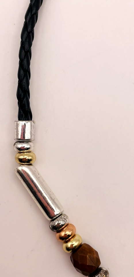 Safari Animal Print Mixed Tone Corded Collar Bib Necklace Enamel ...