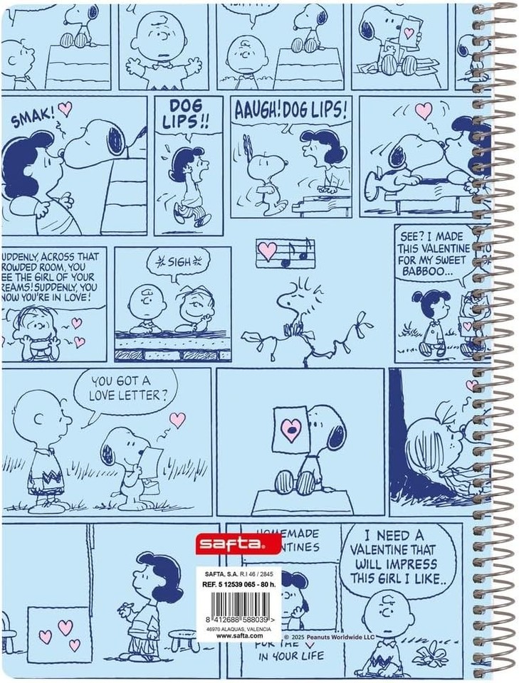 SNOOPY LOVE – Notebook, Quarter Notebook 80 Sheets, Hard Covers, 1 ...