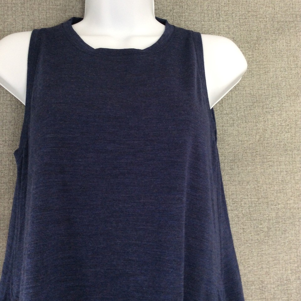 WOOLX CLARA Merino Wool Blend Sleeveless Dress Navy Blue Small A-line ...