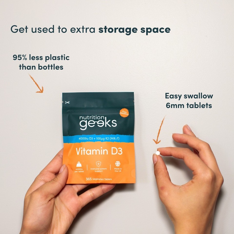 Nutrition Geeks Vitamin D3 4000 iu & Vitamin K2 MK7 100μg- 12 Month ...