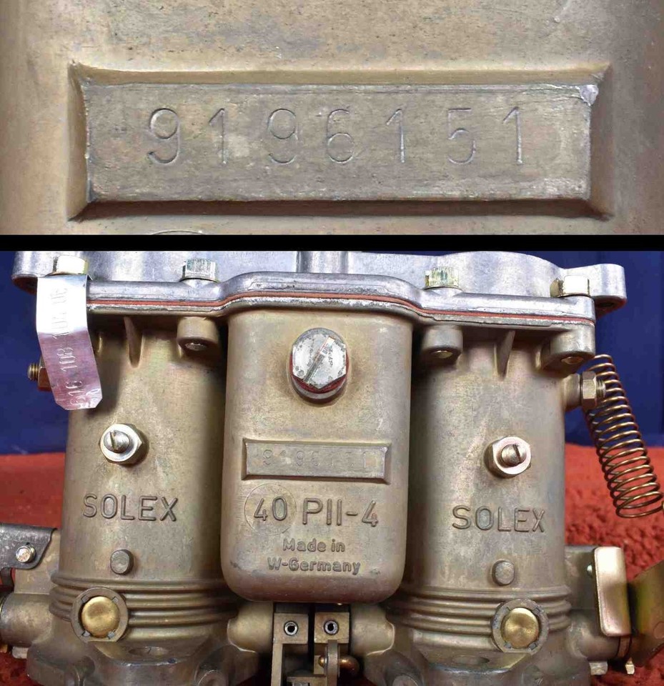1968-1969 Porsche 912 Solex 40PII Carburetors | 61610810306 | OE | NOS ...