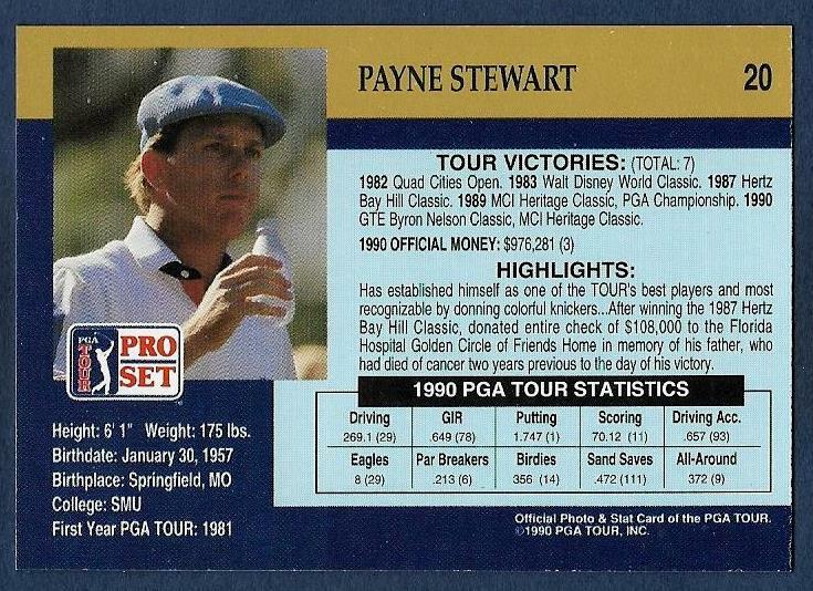 1990 Pro Set Payne Stewart #20 Golf Card | eBay