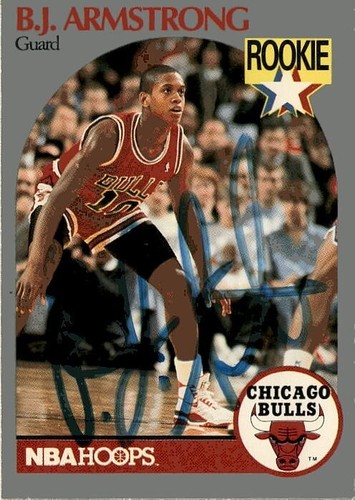 BJ Armstrong Autographed Chicago Bulls 1989-90 NBA Hoops Rookie Card ...