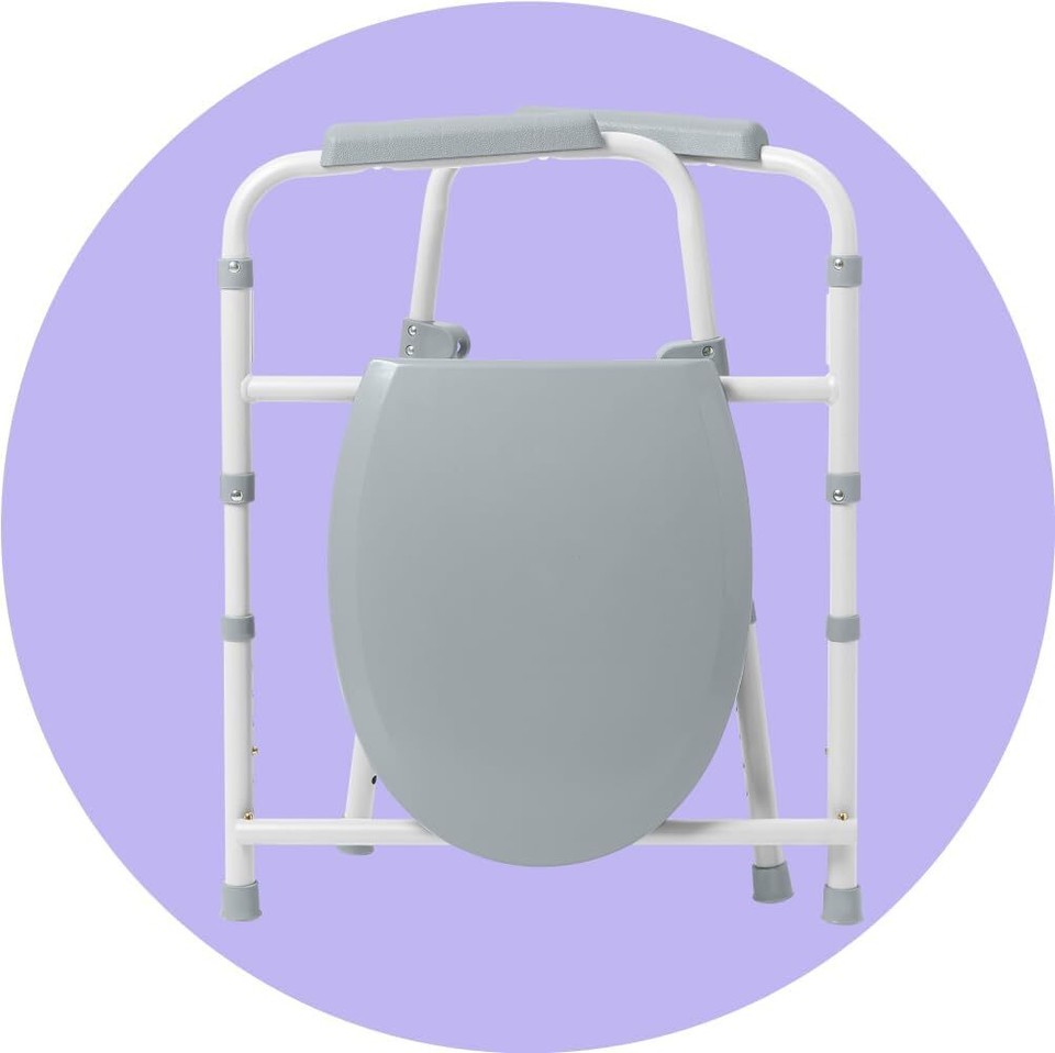 Medline 3-in-1 Steel Bedside Commode, Elongated Seat, Sturdy Folding ...