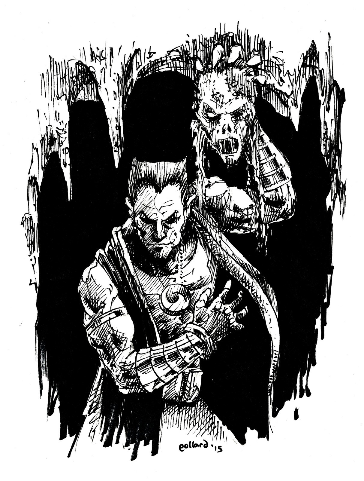 Original Character Vampire Zombie ink drawing illustration pollard art ...