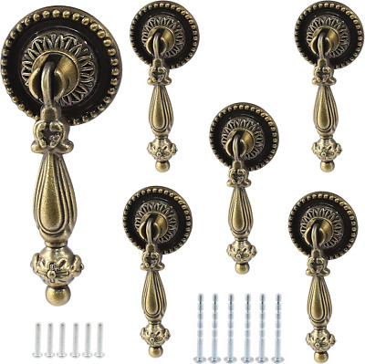 6 Pack Antique Tear Drop Pulls Vintage Cabinet Drawer Decorative Pull ...